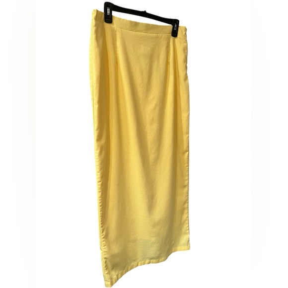 Paper Heart | Skirts | Paper Heart Yellow Linen Blend Maxi Pleated ...